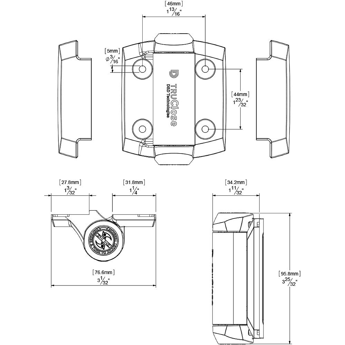 D&D Technologies TCA1S3WTS TruClose Regular Duty Gate Hinges for Self Closing Metal Gates Up to 66 lb (White, 2)