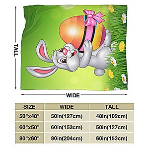 Happy Easter Colorful Eggs Cute Bunny Blankets and Throws Lightweight Cozy Fuzzy Blanket for Couch Sofa Bed _BR.158