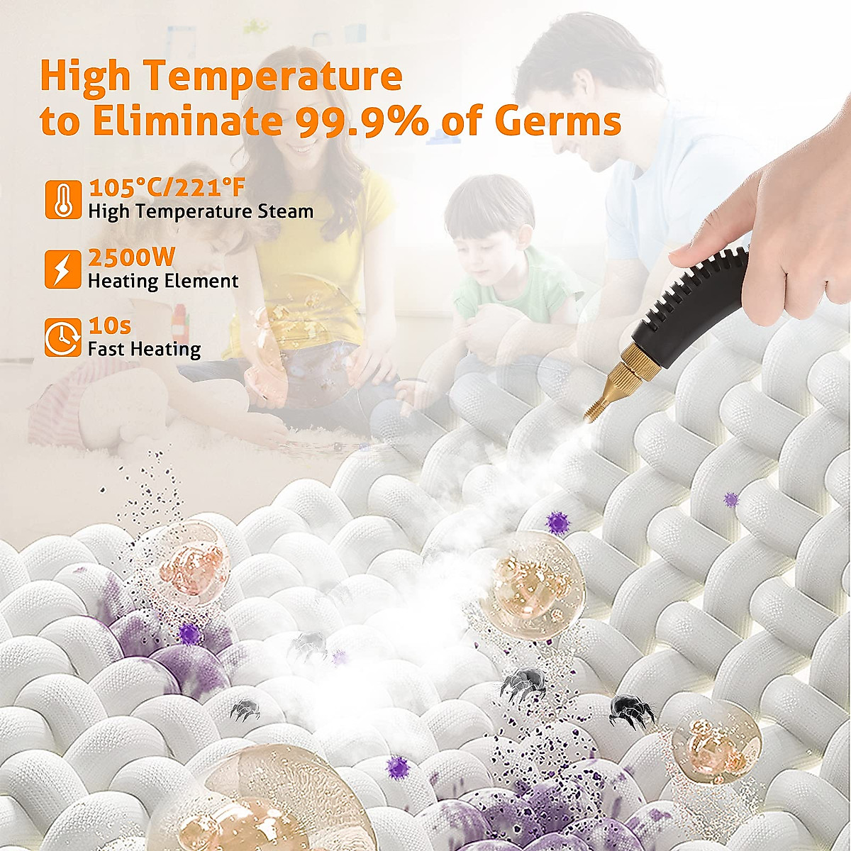 WICHEMI Steam Cleaner for Cleaning, 1800W High Pressure Steam Machine Handheld Steamer + 1800W Multipurpose High-Temp Floor Steam Mop Steam Cleaning Machine for Home Use Car Detailing