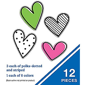 Carson Dellosa Kind Vibes 12-Piece Extra Large Heart Bulletin Board Cutouts, Heart Cutouts for Bulletin Board, Colorful and Black and White Classroom Cutouts, Valentines Heart Cutouts for Classroom