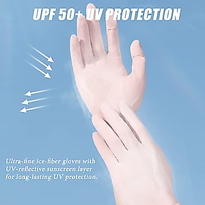 CURELIX UV Sun Protection Gloves for Women, Fullfinger Touchscreen UPF 51+ Sunblock Gloves for Driving, Cycling, Golf, Hiking [Ultra Thin] [Cooling Ice Silk Fabric], Blue