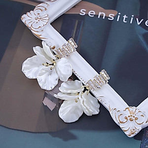 Sttiafay Vintage Crystal Resin Flower Dangle Earrings White Acrylic Flower Earrings Gold Cz Crystal Stud Earrings Weddings Flower Earrings Jewelry for Women and Girls