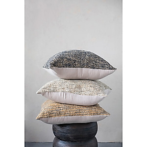 Creative Co-Op Mélange Cotton Blend Bouclé Pillow, 20" L x 20" W x 2" H, Gray