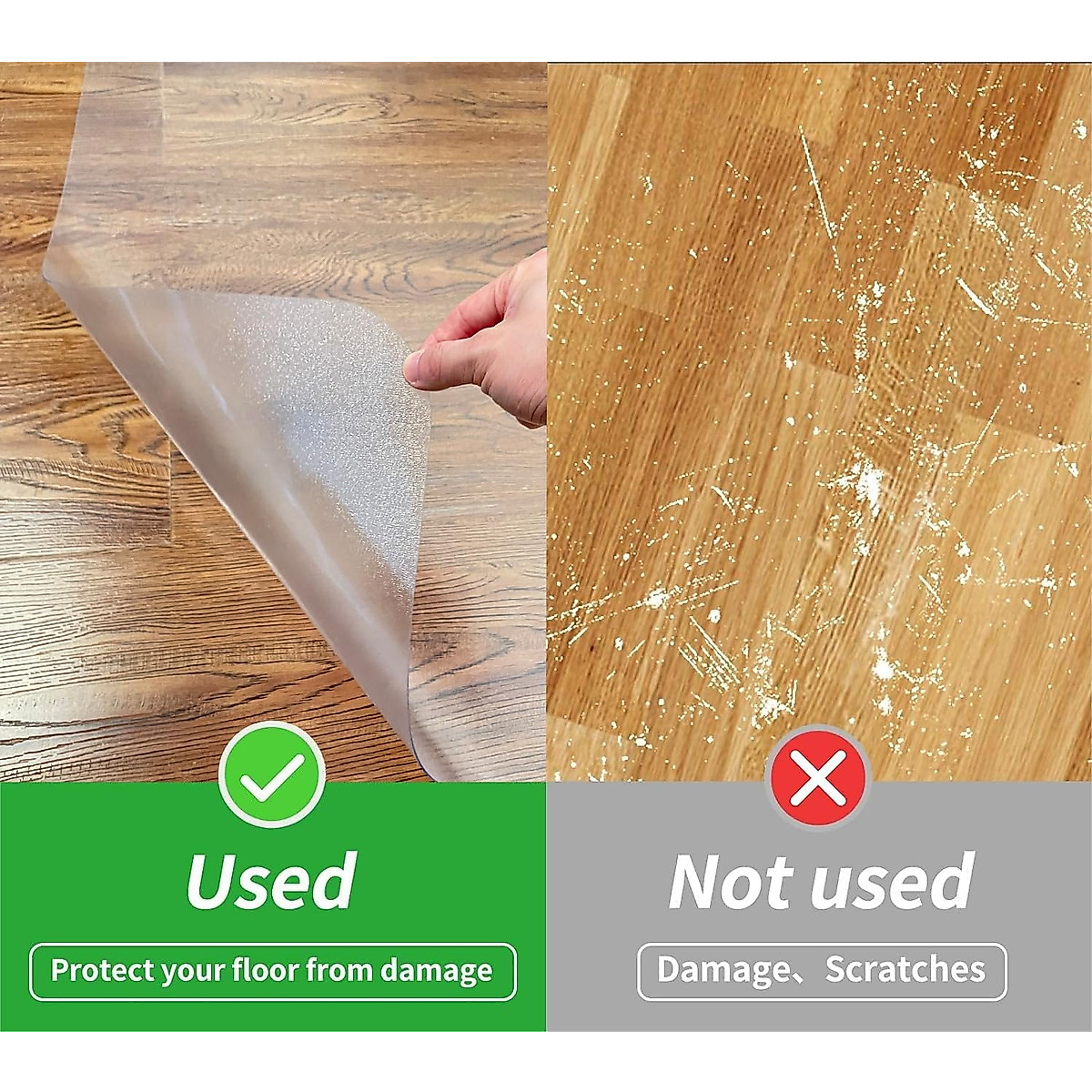 SHAREWIN Office Chair Mat for Hard Wood Floors - 30"x48" Heavy Duty Anti-Slip Hardwood Floor Protector Rug - Easy Clean