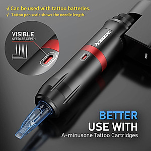 Rotary Tattoo Pen Kit for Beginners with 30Pcs Cartridges Needles and 10 Color Inks Power Supply Black Pro