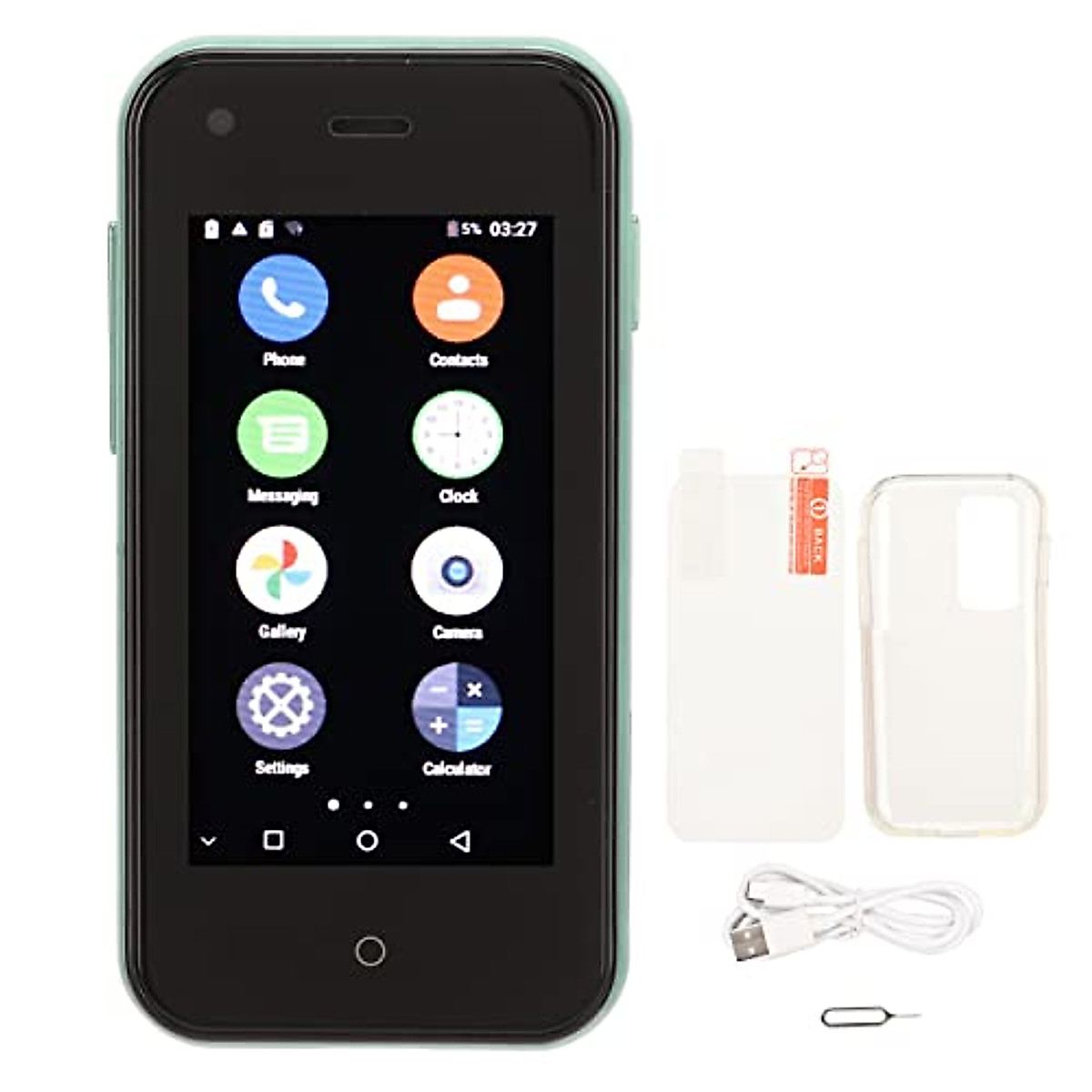 3G Mini Smartphone, One Piece Green 2MP Rear 0.3MP Front D18 Mini Phone for Study (Green)