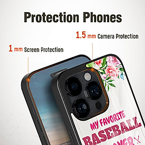 Eomnniofoy Baseball Mom Phone Cases for Samsung Galaxy Note8 Note9 Note10 Note20 Ultra Plus Z Filp3 4 | iPhone Moto Pixel, Pink Aesthetic Floral Quotes Design Non-Slip Silicone Cover for Mother