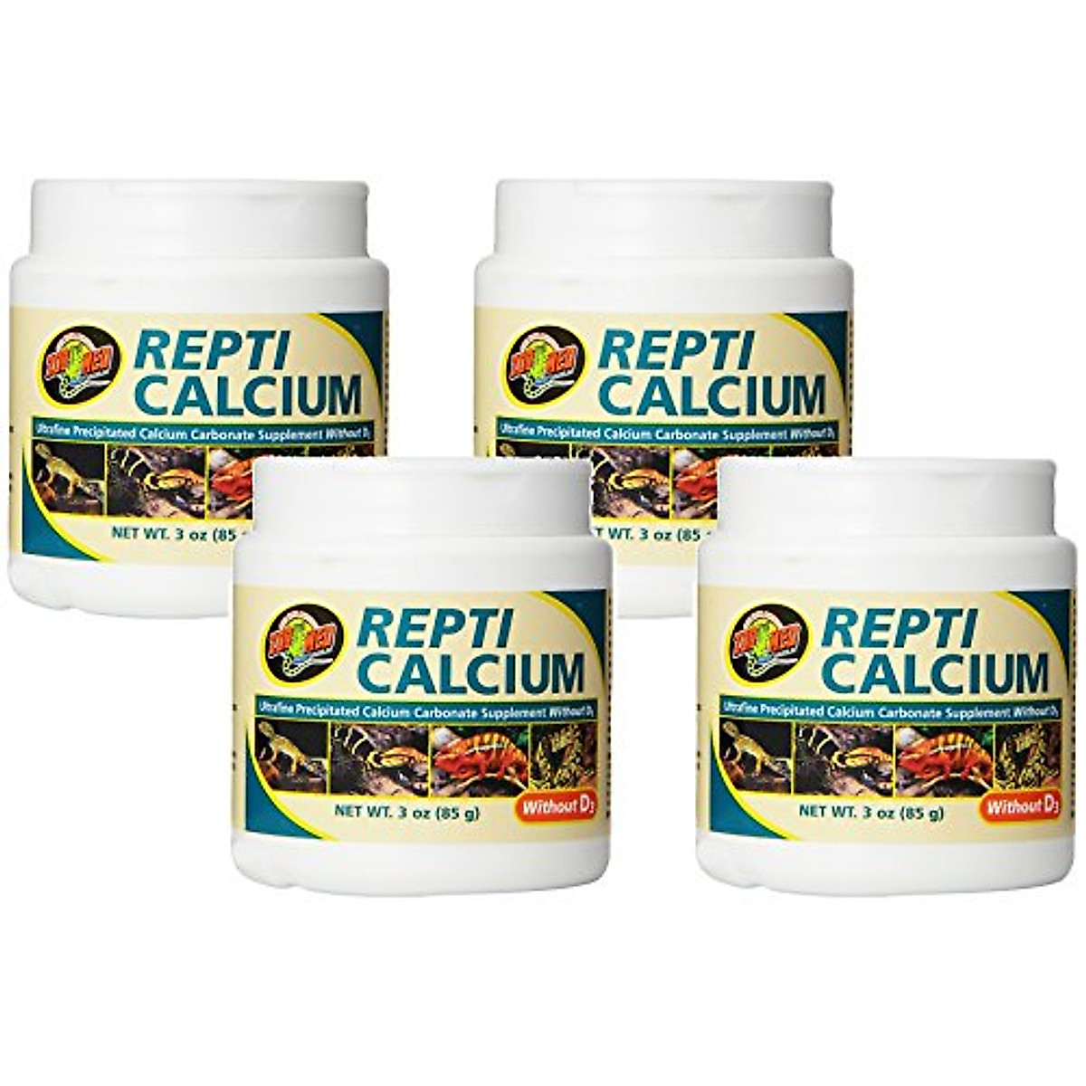 Zoo Med Calcium Without Vitamin D3 Reptile Food, 3-Ounce (4 Pack)
