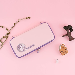 Geekshare Cute Plug Bunny Case Compatible with Nintendo Switch Lite - Portable Slim Travel Carrying Case fit Switch Lite & Game Accessories - with a Removable Wrist Strap