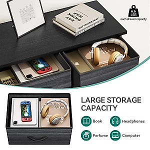 YITAHOME Dresser TV Stand, Dresser for Bedroom, Fabric Dresser with 7 Drawers, Furniture Storage Tower Cabinet for Bedroom, Living Room, Hallway, Closet, Black Wood Grain