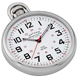 Gotham Men's Stainless Steel Mechanical Hand Wind Railroad Style Pocket Watch # GWC14106SX