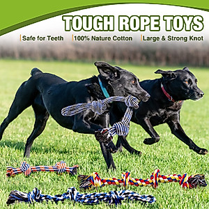 Large Dog Toys for Aggressive Chewers, 12 Pack Tough Dog Chew Toys for Large Dogs, Heavy Duty Tug of War Dog Toy, Indestructible Dog Rope Toy for Medium and Big Breed, 100% Cotton for Teeth Cleaning