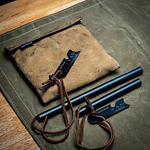 überleben Ferro Rod Fire Starter for Survival w/Multi-Tool Fire Striker, Lanyard - 8" Long, 1/2" Thick Fire Steel, 20,000 Strikes - Waterproof Flint and Steel - Camping Fire Starter Rod