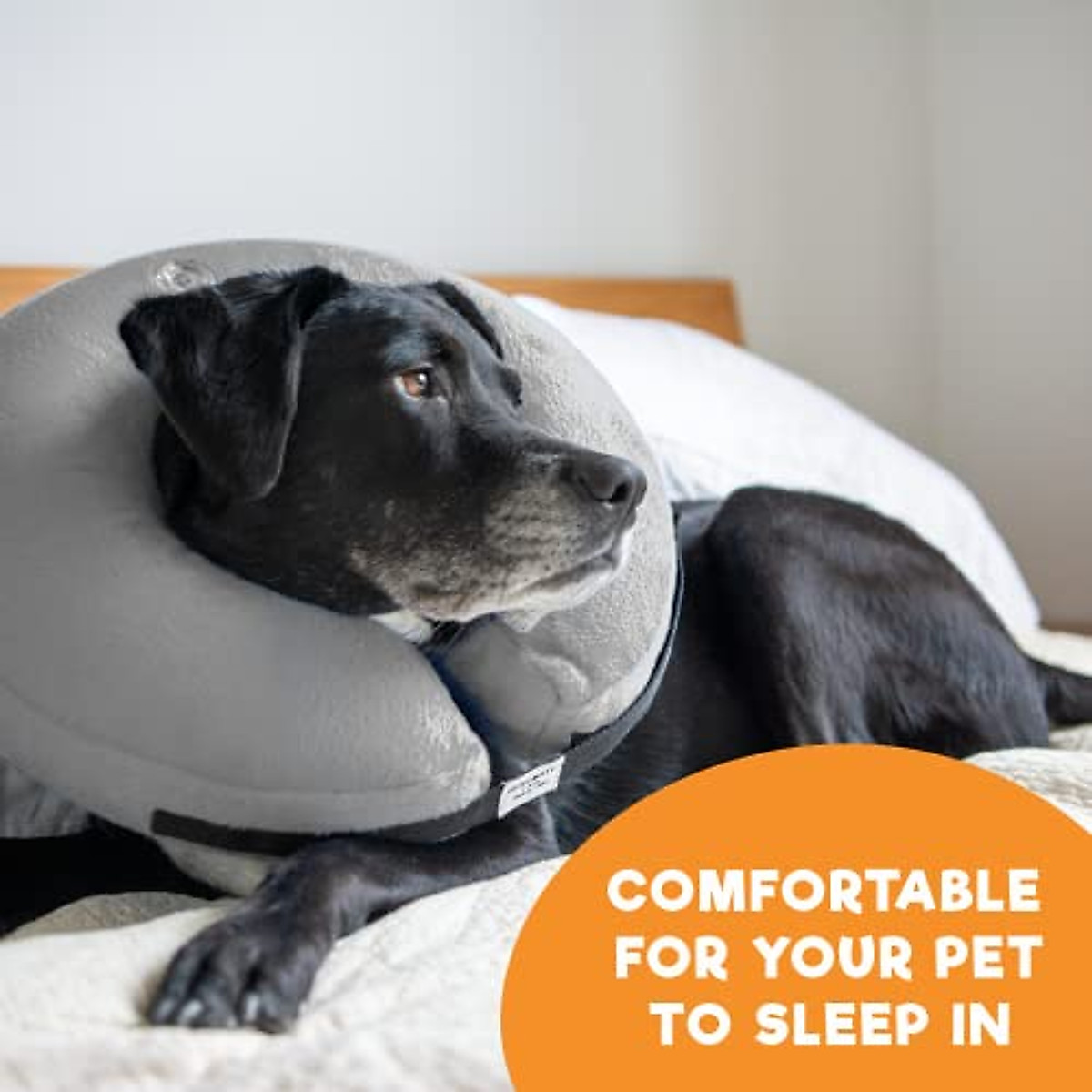 BENCMATE Protective Inflatable Collar for Dogs and Cats - Soft Pet Recovery Collar Does Not Block Vision E-Collar (Large, Grey)