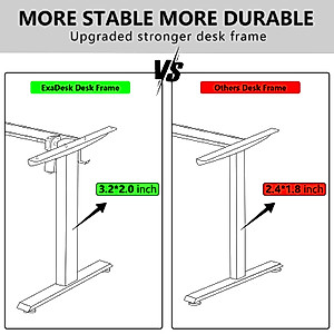ExaDesk Upgrade Version 63 * 55 inch L Shaped Electric Adjustable Height Standing Desk, Corner Stand Up Desk, Sit Stand Computer L Desk for Gaming Office