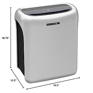 Oreck Air Response Air Purifier, HEPA and Carbon Filtration For Home, Quiet, Small, Silver, WK16000