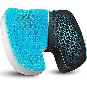 Gel Seat Cushion & Memory Foam Seat Cushions for Chair - Seat Cushion for Sciatica Coccyx Back Tailbone&Lower Back Pain Relief, Chair Pillow with Pressure Support for Driving, Office&Desk Chair, Black