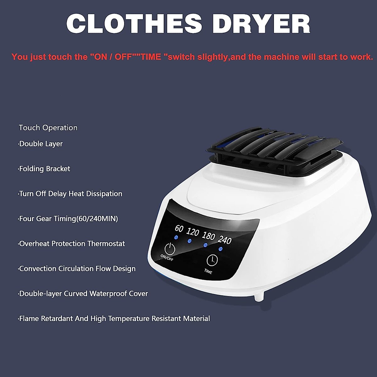 Portable Clothes Dryer 110V with Heater Double Layer Low Noise Touch Screen for RV,Camping,Home,Apt,Student Dorm