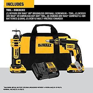 DEWALT 20V MAX XR Drywall Screw Gun & Cut-out Tool Combo Kit (DCK263D2)