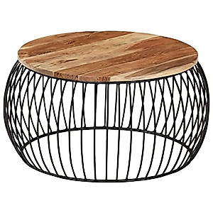 QJBSAVVA Coffee Table Ø26.8 Solid Acacia Wood,Bedside Tables Side Tables End Tables Entrance Tables Suitable for Meeting Rooms, Reception Rooms, Offices