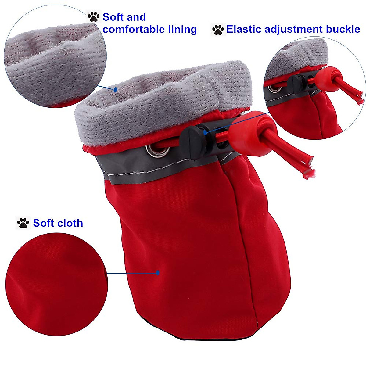AblePet Dog Cat Boots Soft Shoes Anti-Slip Booties, with Adjustable Strap and Reflective Strip, Premium Paw Protector Only Fit for Small Dog (4Pcs)(Red, 6)