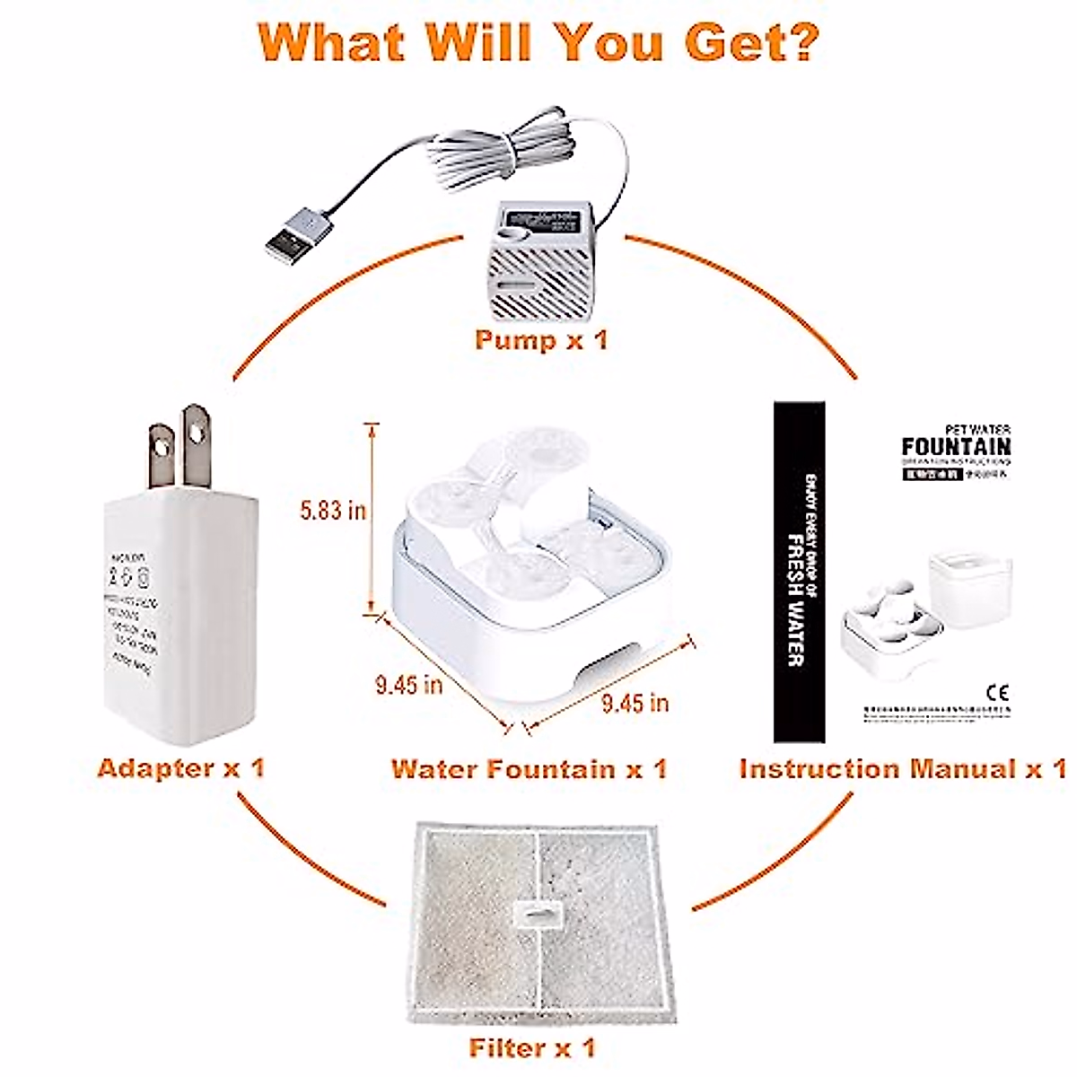 Kopmath Cat Water Fountain for Multiple Pets, 4 Tiers, 95oz/2.8L, Whisper Quiet Pump, Scientific Filtration, Easy to Set up & Clean, Emergency Water Storage, Large Dog Water Dispenser, with Power Plug