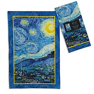 RainCaper Van Gogh Starry Night Tea Towels Kitchen Towels, 18 x 28 Inches, 1 CT | 100% Cotton Super Soft and Absorbent Dish Towels
