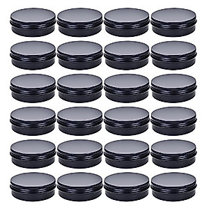 TMO 4 oz. Aluminum Tins Container 24 Pack Round Screw Lid Containers Jars Metal Storage Tin Jars Aluminum Tin Cans Food Tins Travel Tins,Black
