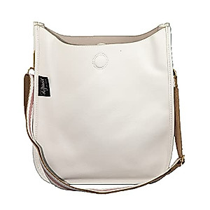 Pinafore Vegan Leather Crossbody Fashion Shoulder Bag | Soft, Magnetic Closure Handbag Purse for Women with Adjustable & Removable Guitar Strap, White