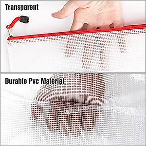 EOOUT 16pcs A3 Zipper Bags, Mesh Zipper Pouch, Document Bag with Labels, Plastic Zip File Folders in 16 Colors, Letter Size, Zipper Bags for Organizing, for School, Board Games and Office Supplies