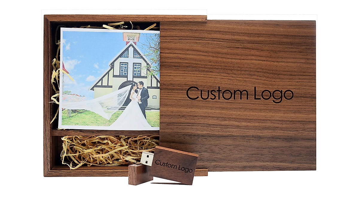 Personalized 32GB Wooden USB Drive with Custom Logo | Wedding & Gift