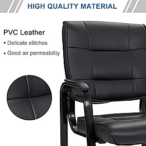 ZenStyle Office Leather Guest Chairs, Office Reception Chairs Executive Side Chair with Bonded Leather and Black Metal Frame for Waiting Room, Conference