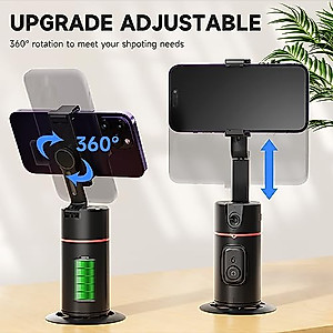 Auto Face Tracking Tripod - 360° Rotation Auto Tracking Phone Holder, No App, Phone Camera Mount with Remote and Gesture Control, Rechargeable Smart Shooting Holder for Video Recording (No Light)