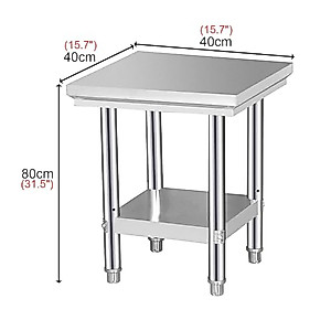 Double Workbench Commercial Stainless Steel Workbench Open Floor Standing Shelves Metal Table is Sturdy and Stable Suitable for Kitchen Restaurant Outdoor Warehouse