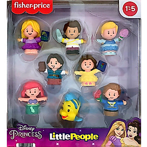 Fisher-Price Disney Princess Toddler Toys Little People Prince and Princess Figure Pack, 8 Pieces