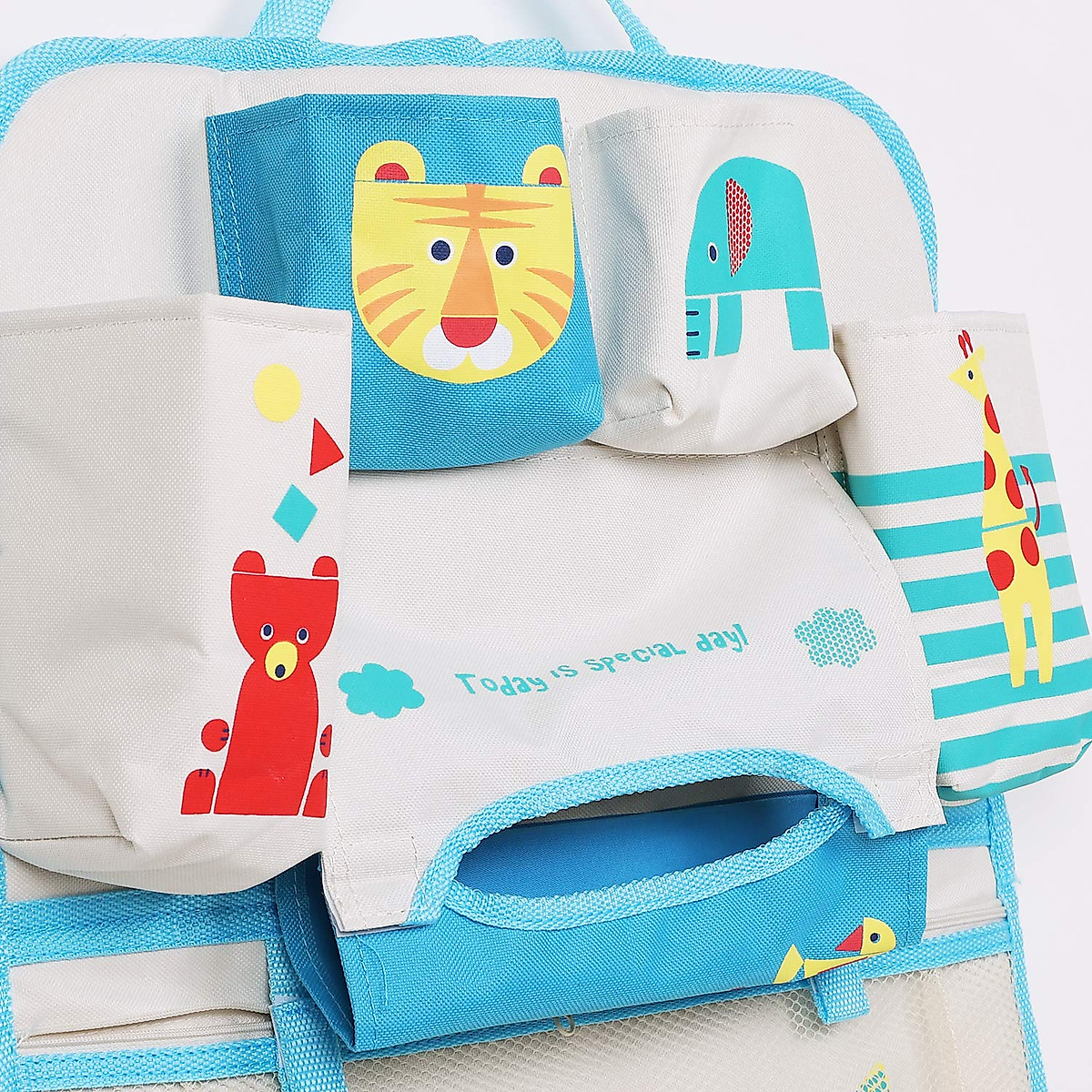Cartoon Car Seat Back Organizers Large Capacity Car Seat Storage Bag Multifunctional Hanging Organizer Backseat Tissue Phone Water Bottle Storage Box Chair Back Stroller Hanging Bag Organizer Holder
