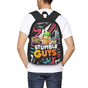 Jadouzke Stumble Guys Casual School Backpack Portable Daypack for Outdoor Sports Travel Bag