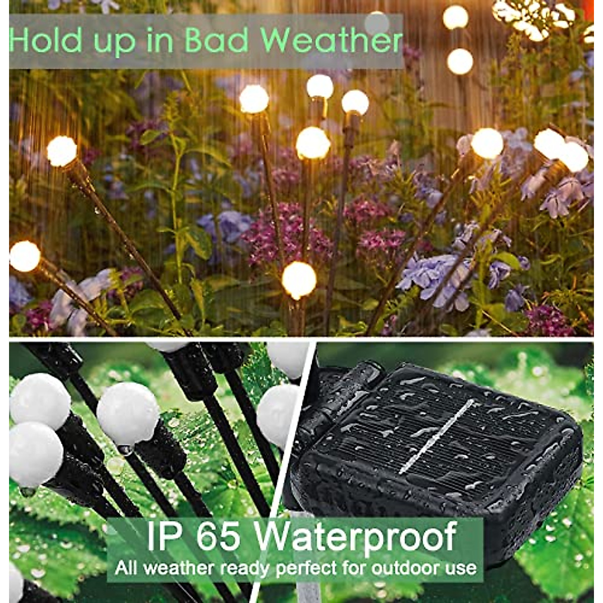 QRBSI 2 Pack Solar Powered Firefly Lights, Solar Garden Lights - Swaying & Waterproof Outdoor Garden Decorations - High Flexibility & Heavy Bulb Base - Perfect for Pathways, Patios, and Landscapes