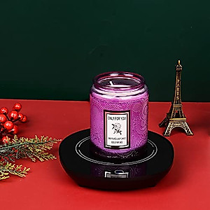 HonFHena Candle Warmer Plate, Electric Gravity Auto On/Off Candle Wax Melt Warmer for Scented Wax Large Jar Candles (Black)