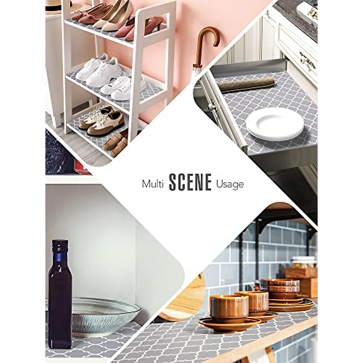 Jersow Shelf Liner for Kitchen Cabinets, 17.5inch x 30ft Non Adhesive Kitchen Drawer Liners, Food Grade EVA Cabinet Liners, Washable & Waterproof Kitchen Liners for cabinets and Drawers(Grey)