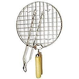 Roasting Net With Tong,Stainless Steel Wire Roaster,Roaster net with Chimta,Roti Jari, Roti Grill, Papd Grill, Chapati Grill (Roasting Net)