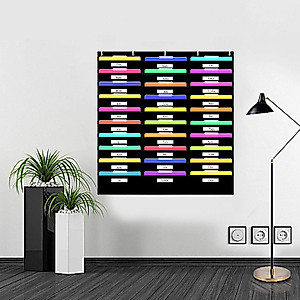 Hanging File Holder Organizer Rack, 30 Pocket File Folder Black, Wall Mount, Folder Tabs, 5 Metal Hooks, Hang Desk File, Letter, Magazine, Mail, Calendar, Home Decor Storage Cabinet, Office, Shelf