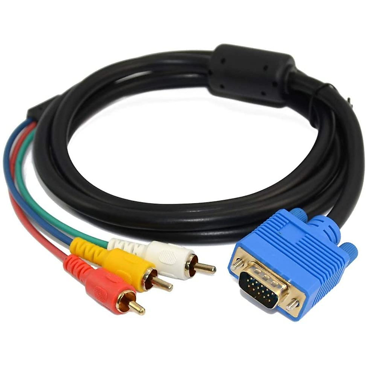 5FT / 1.5M VGA to 3 RCA Cable VGA Male Cable 15 pin Digital to Analog PC TV Video Cable AV Adapter HDTV Laptop PC DVD Display Cable Converter