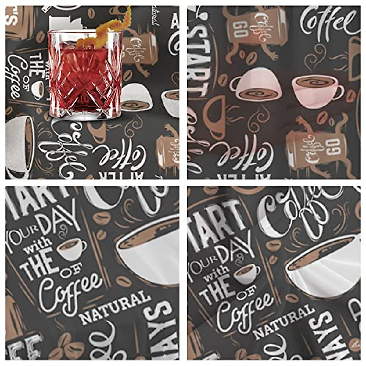 Rural Coffee Chiffon Table Runner 120 Inches Long, Shabby Chic Esppresso Beans Cup Drinking Voile Sheer Tulle Runner for Rustic Wedding Reception Bridal Shower Decorations Birthday Party