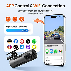 70mai Dash Cam M310, Dash Camera for Cars 1296P QHD, Smart Dash Cam Front Built in WiFi, 130° Wide-Angle FOV, WDR, Night Vision, iOS/Android Mobile App, Loop Recording, Parking Monitor, Time-Lapse