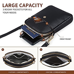Crossbody Bag for Women Multi Pocket Shoulder Bag Leather Mobile Phone Bag Small Cross Body Purse with Adjustable Shoulder Strap Mobile Bag for Women