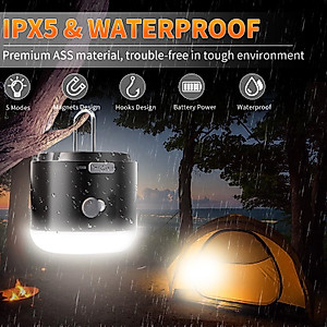 LED Camping Lantern Rechargeable 800LM, 3000mAh Up to 80H Running Time Camping Tent Light, with Fan, 4 Light Modes, Misting Feature & Magnetic Base, for Outdoor Camping, Power Outages
