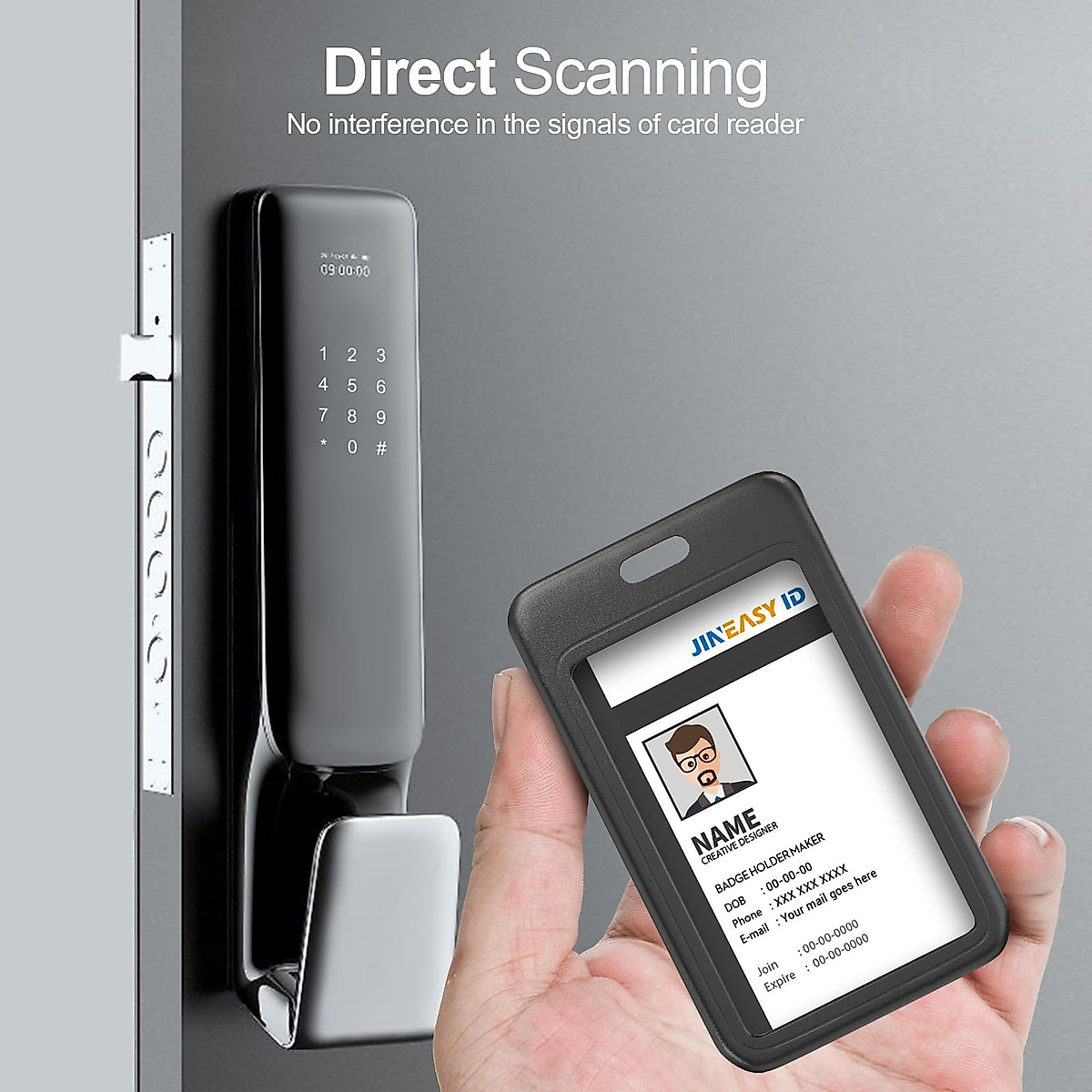 2 Pack Hard Plastic Vertical ID Badge Holder Slide Open ID Card Holder by Jineasy ID