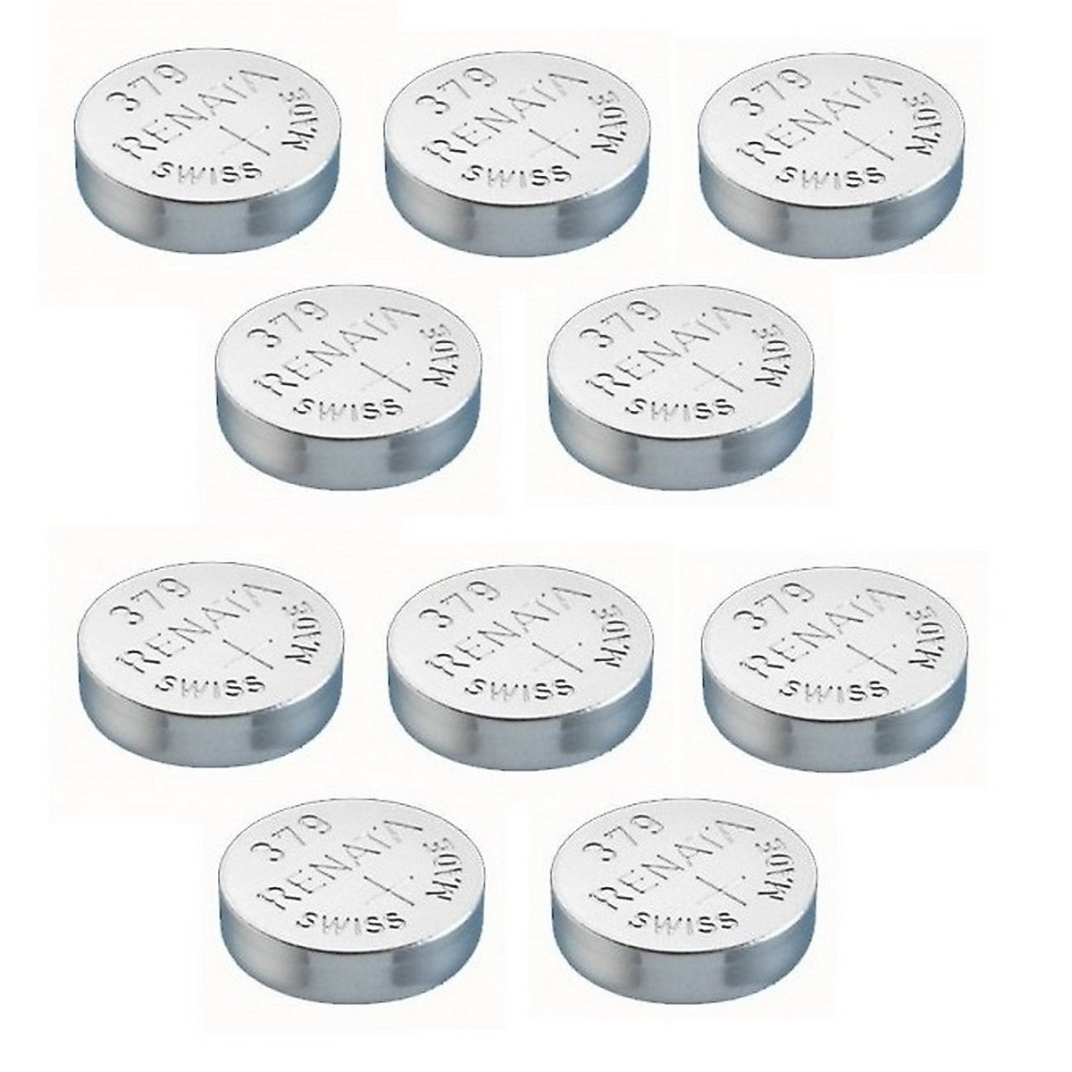 Renata Watch Battery Swiss Made Renata 379 or SR521SW OR AG0 1.5V (10 Batteries, 379 or SR 521 SW)