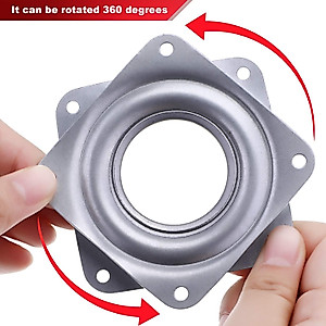 Dailydanny Heavy Duty Square Lazy Susan Turntable Bearings Rotating Bearing Plate (4 inch, Silver)